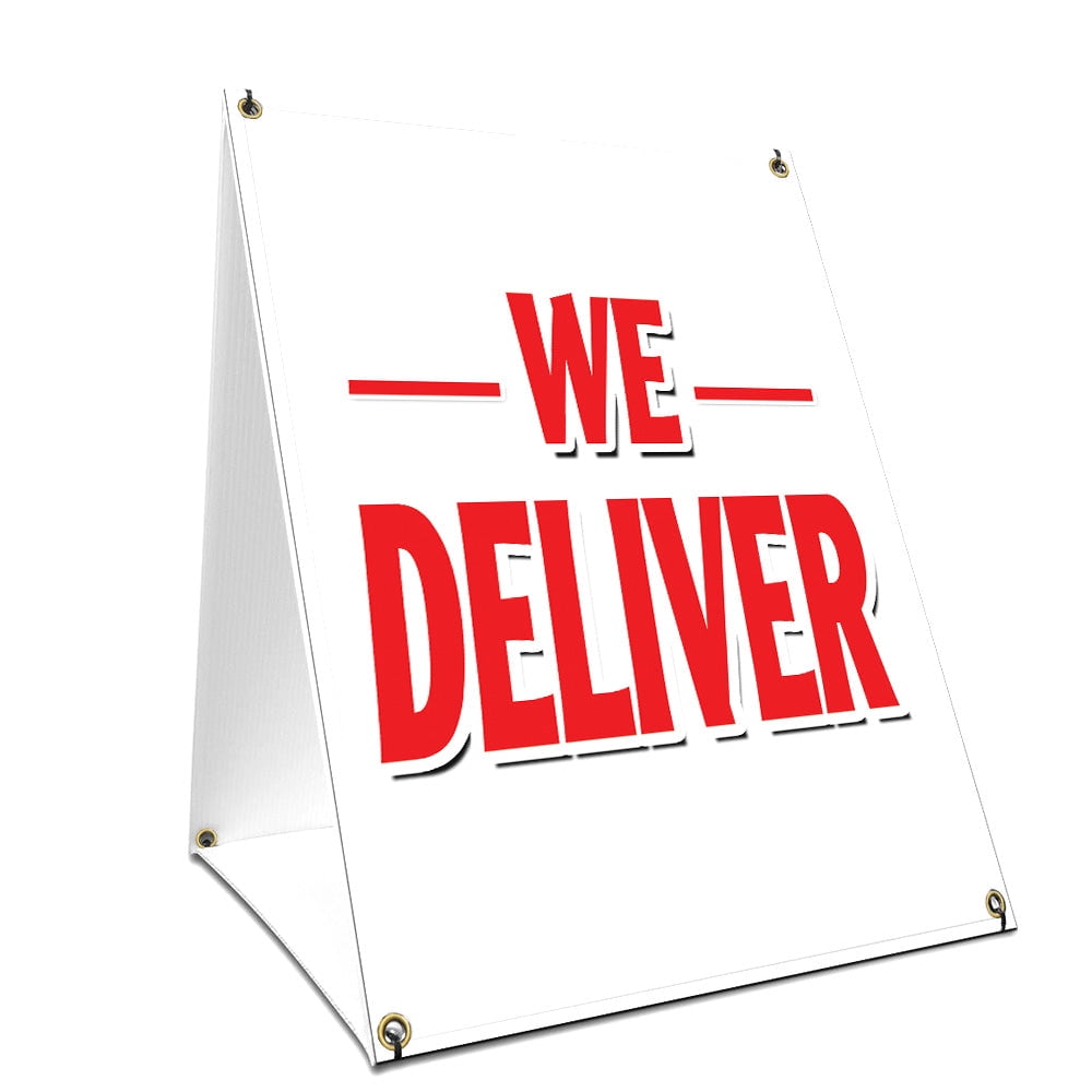 A-frame Sidewalk We Deliver Sign With Graphics On Each Side | 24" X 36 ...