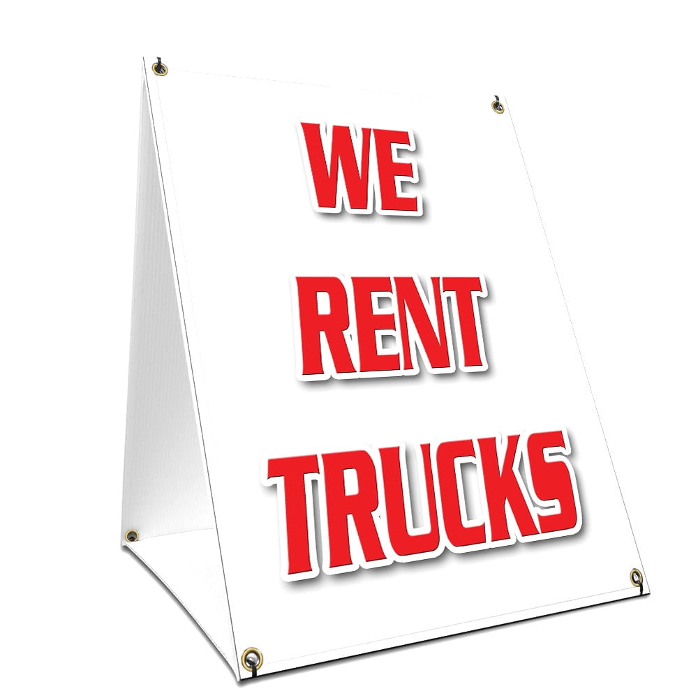A-frame Sidewalk We Rent Trucks Sign With Graphics On Each Side | 24" X ...