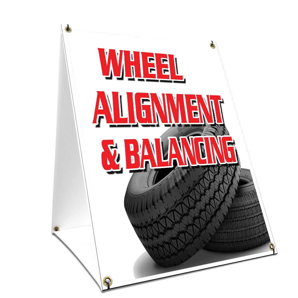 A-frame Sidewalk Wheel Alignment & Balancing Sign With Graphics On Each ...