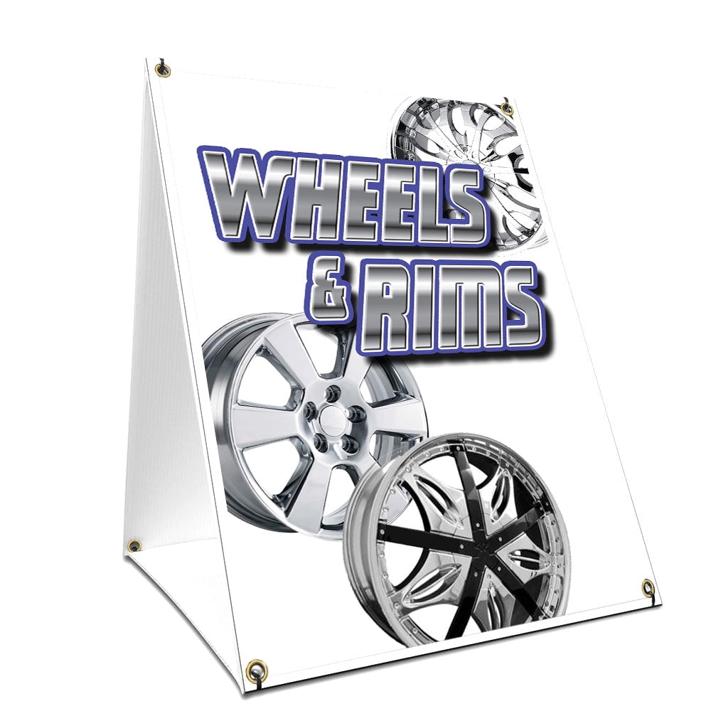 A-frame Sidewalk Wheels & Rims Sign With Graphics On Each Side | 18" X ...