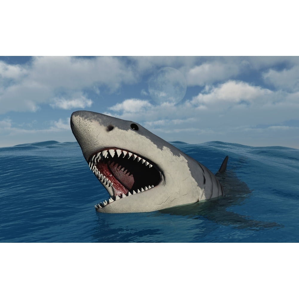 A giant Megalodon shark Poster Print - Walmart.com