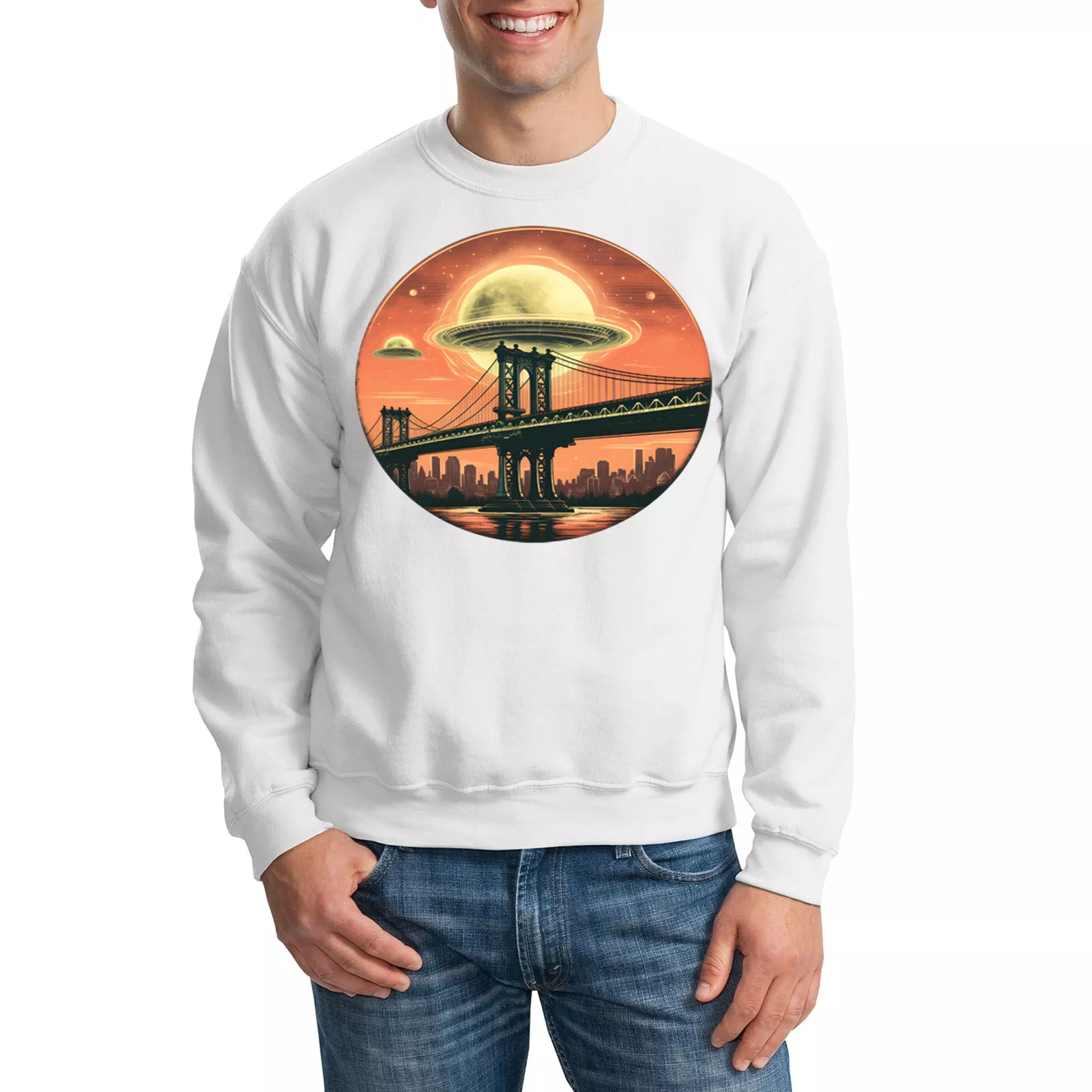 A gift for you, Novelty UFO Alien Sweatshirt - Funny Space Discovery ...