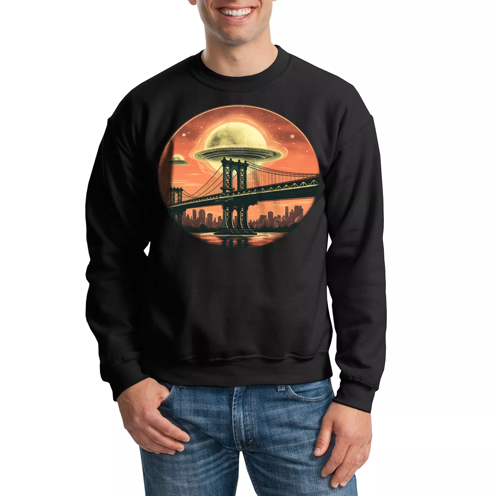 A gift for you, Novelty UFO Alien Sweatshirt - Funny Space Discovery ...