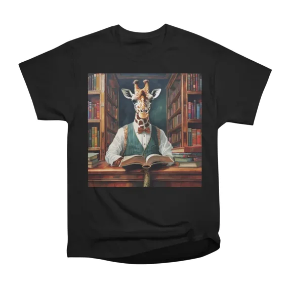 A giraffe dressed as a Librarian T-Shirt Tee Gift For Him Merch For Her ...