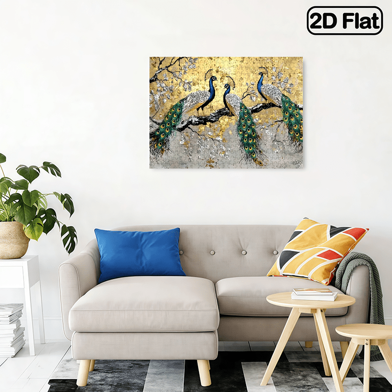 A horizontal 500 - piece paper puzzle. Theme "Elegant Peacocks". 2D ...