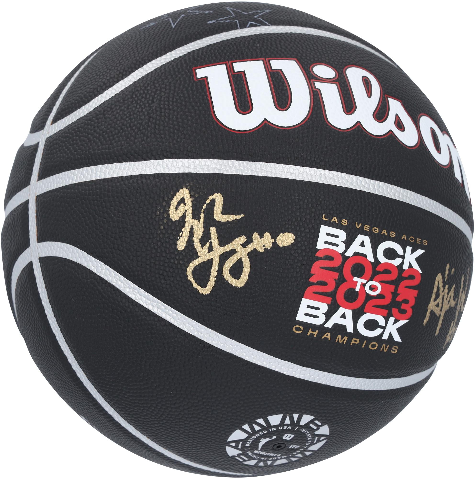 A'ja Wilson and Jackie Young Las Vegas Aces Autographed Wilson 2023 ...