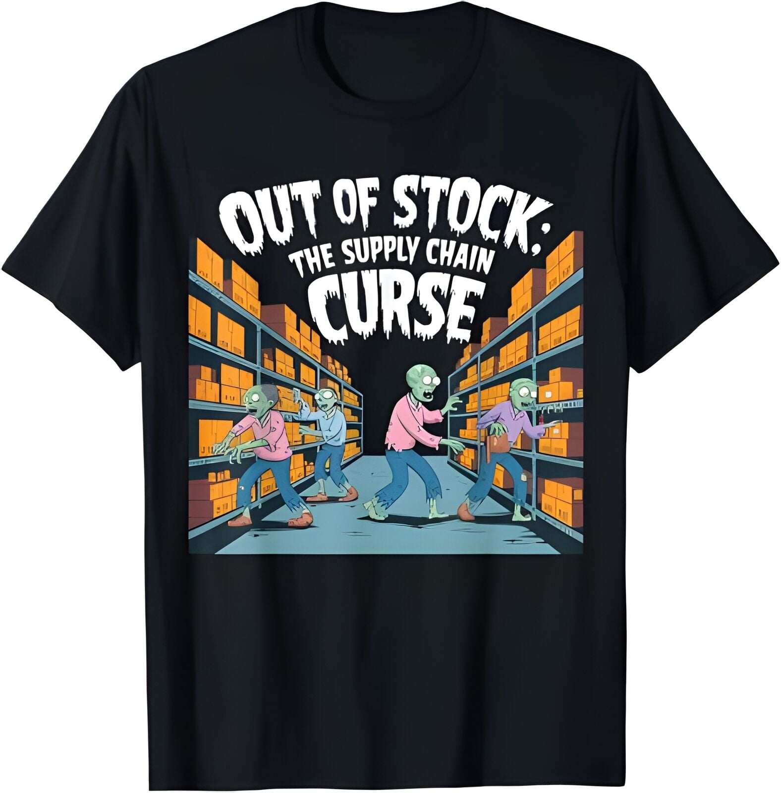 A new item - out of stock, supply chain curse. Logistics Halloween T ...