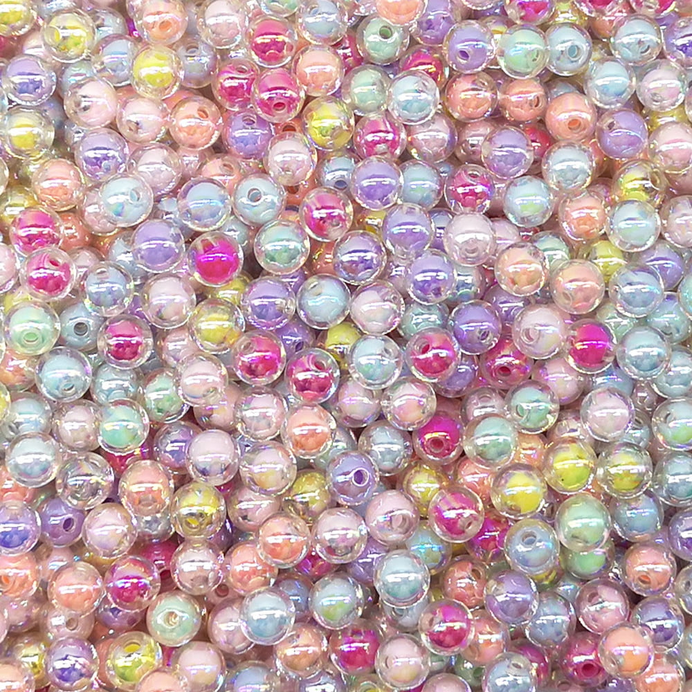 A pack of acrylic colored beads in three sizes - transparent illusion ...
