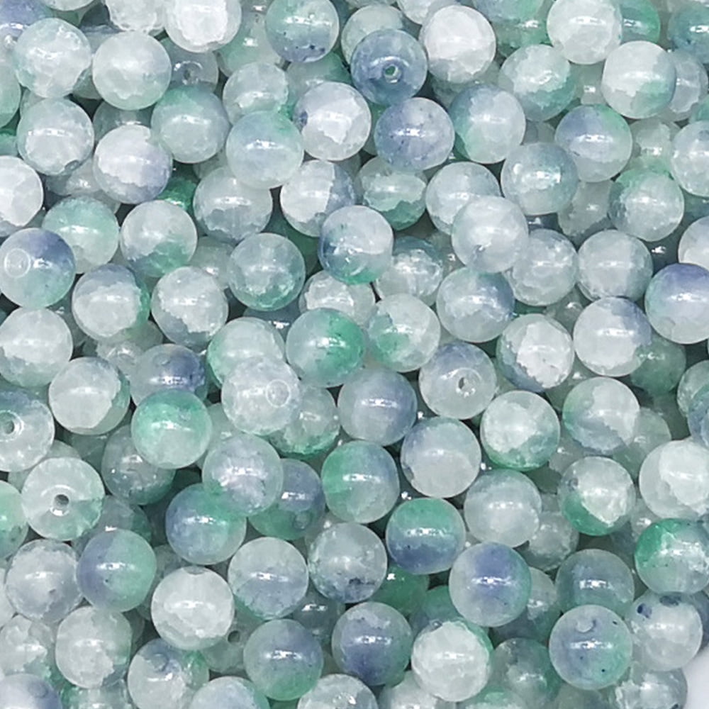 A pack of colored glass cracked jade beads 8mm in various colors for ...
