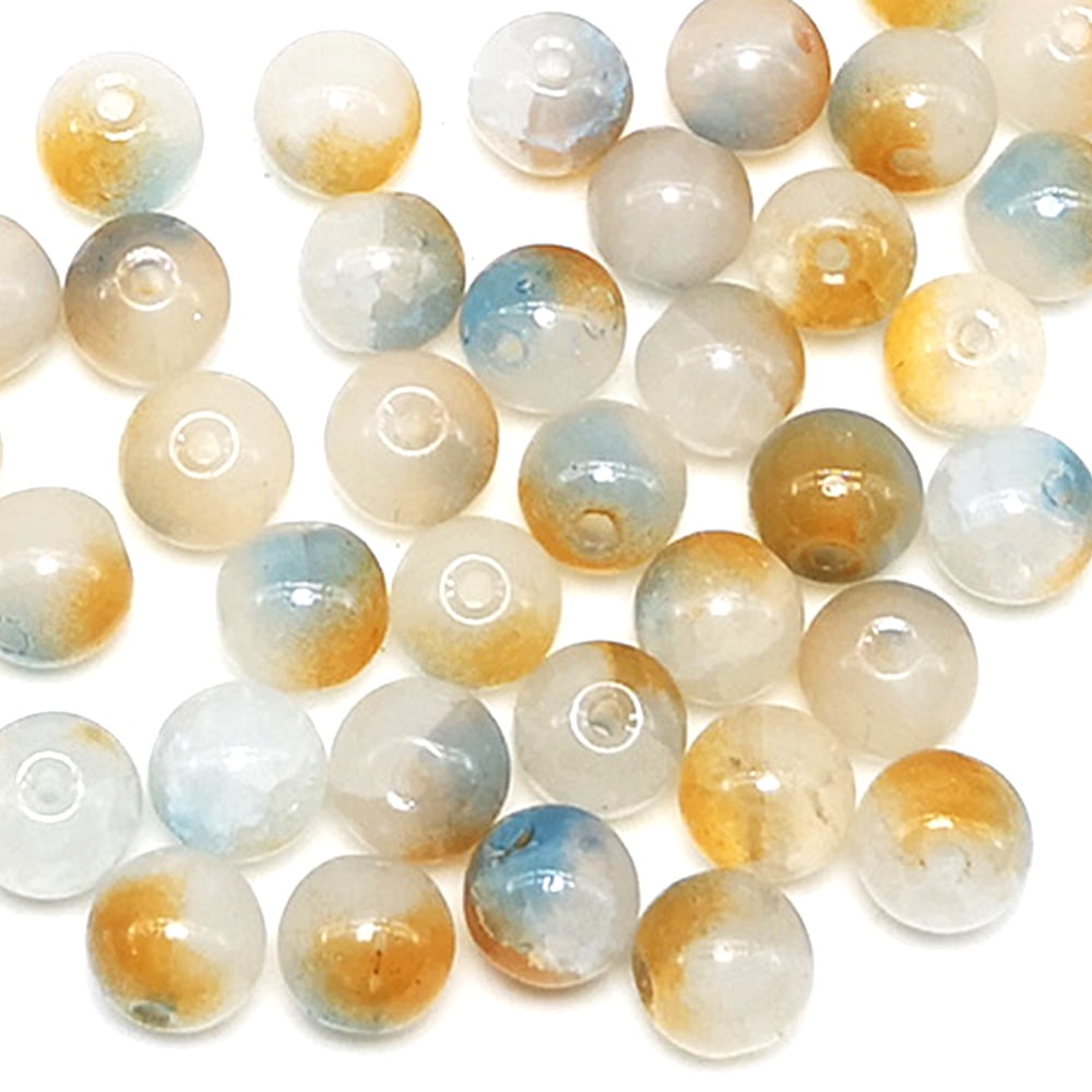 A pack of colored glass cracked jade beads 8mm in various colors for ...