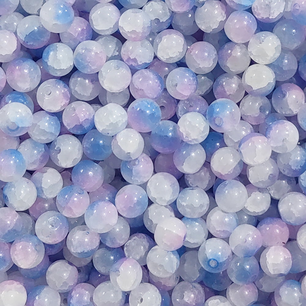 A pack of colored glass cracked jade beads 8mm in various colors for ...