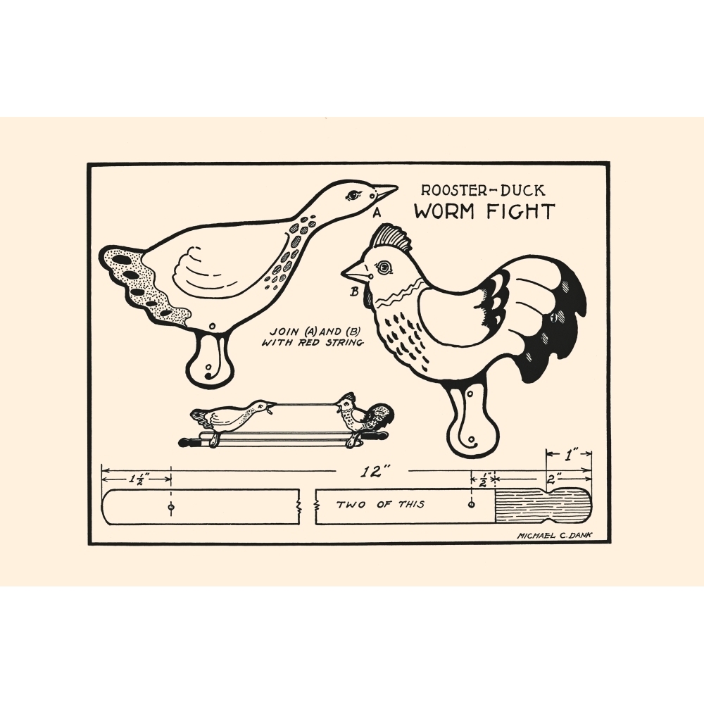 Rooster - Duck Worm Fight Poster Print by Michael C. Dank - Walmart.com