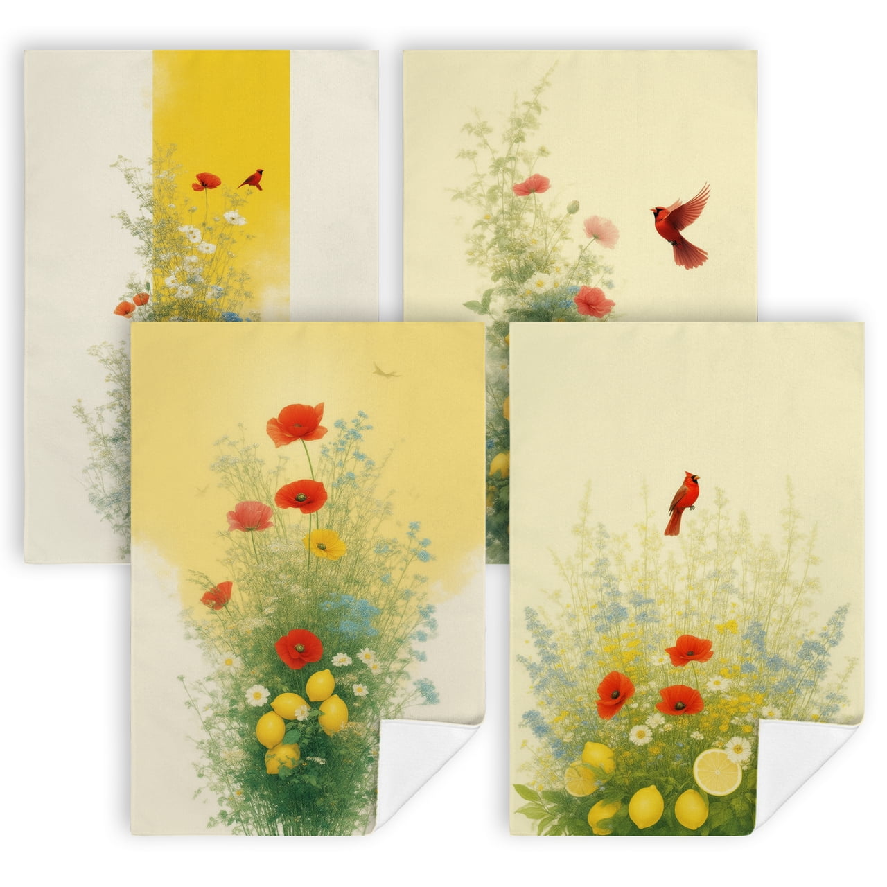 A painting of flowers and lemons in a vase on a yellow ...