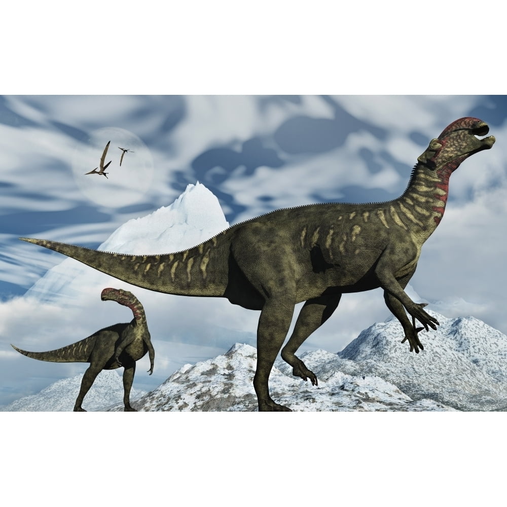 A pair of Altirhinus dinosaurs in a Cretaceous environment Poster Print ...