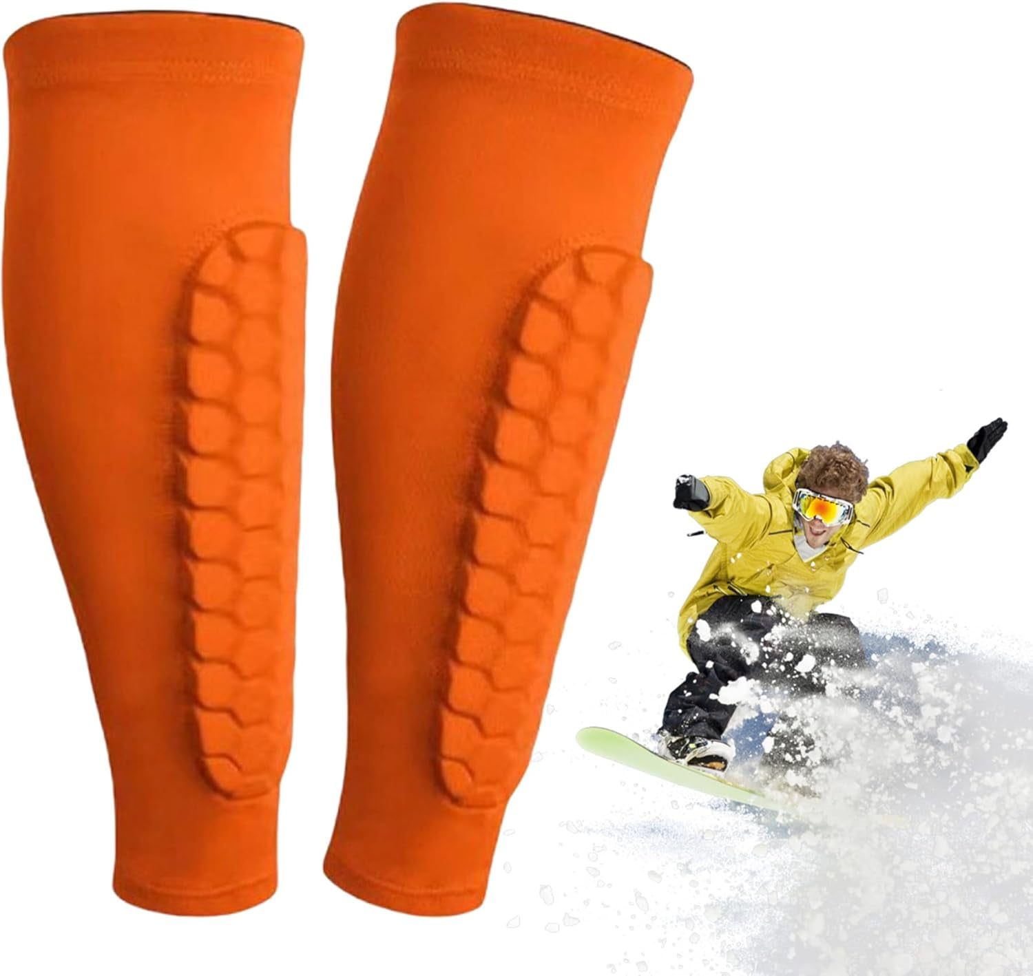 A pair of ski shin guards, suitable for adults and children, with ...
