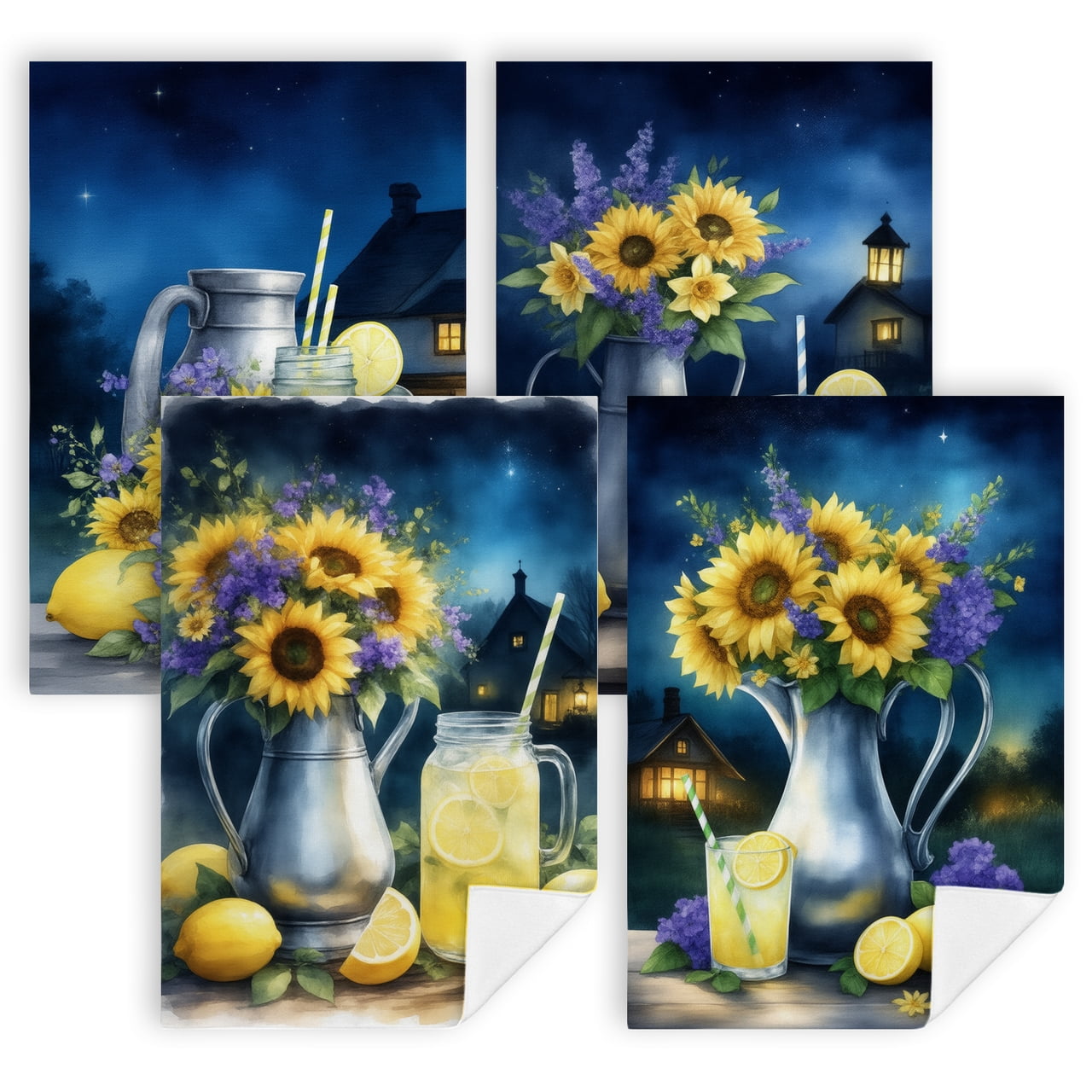 A pitcher of lemonade with sunflowers and lemons on a tabletoallas de ...