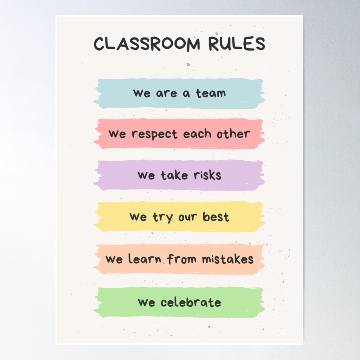 A poster of classroom rules displays the guidelines and expectations ...