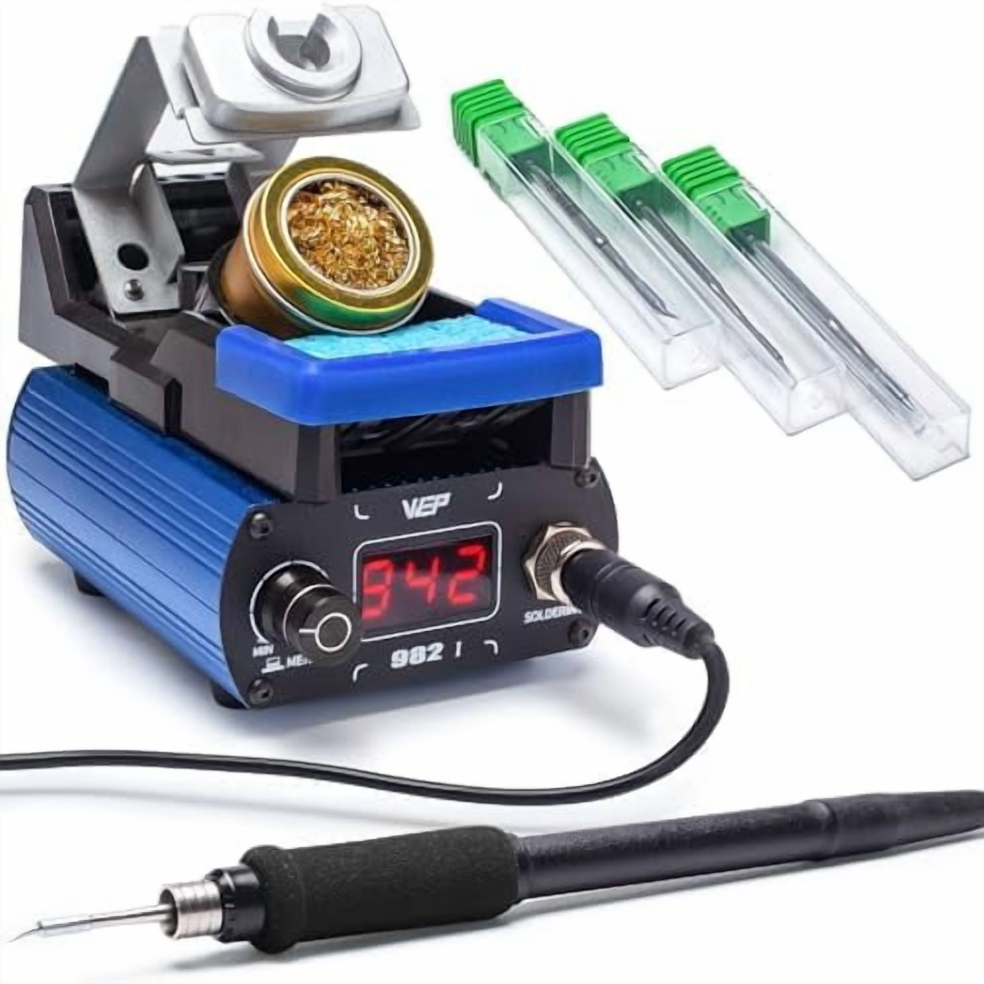A precision soldering station with temperature control, preset channels ...