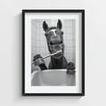 A print featuring a cute horse brushing its teeth: A unique bathroom ...