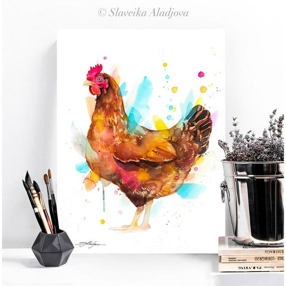 A print of a hen by Slaveika Aladjova, animal art, illustration, bird ...
