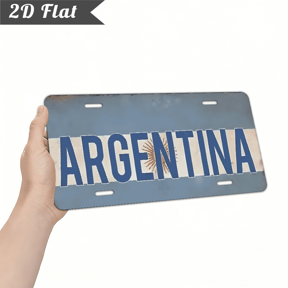 A rectangular aluminum "Argentina" decorative license plate. The size ...