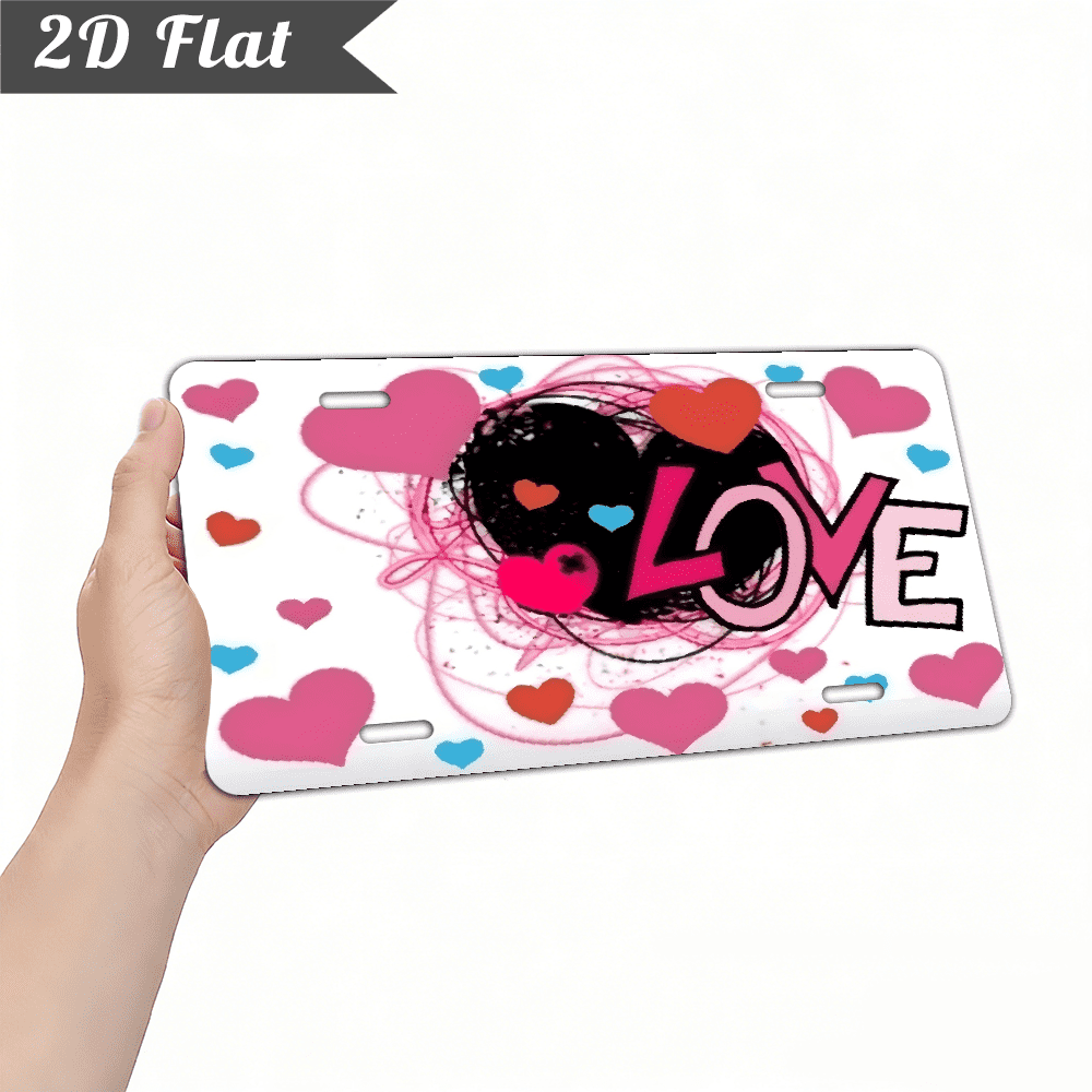 A rectangular aluminum "LOVE" decorative plate for the license plate ...