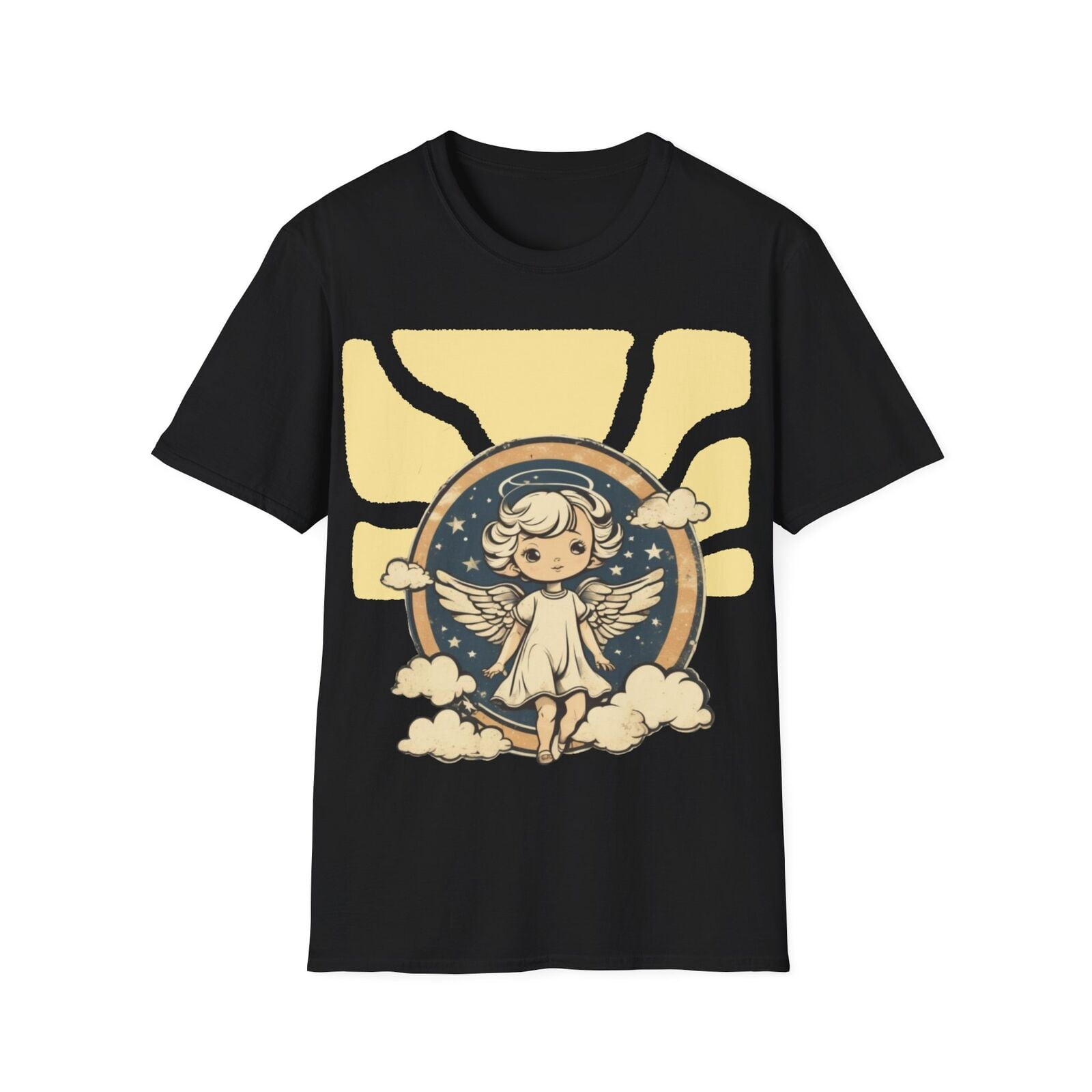 A retro graphic little angel in cartoon style print Unisex Softstyle T ...