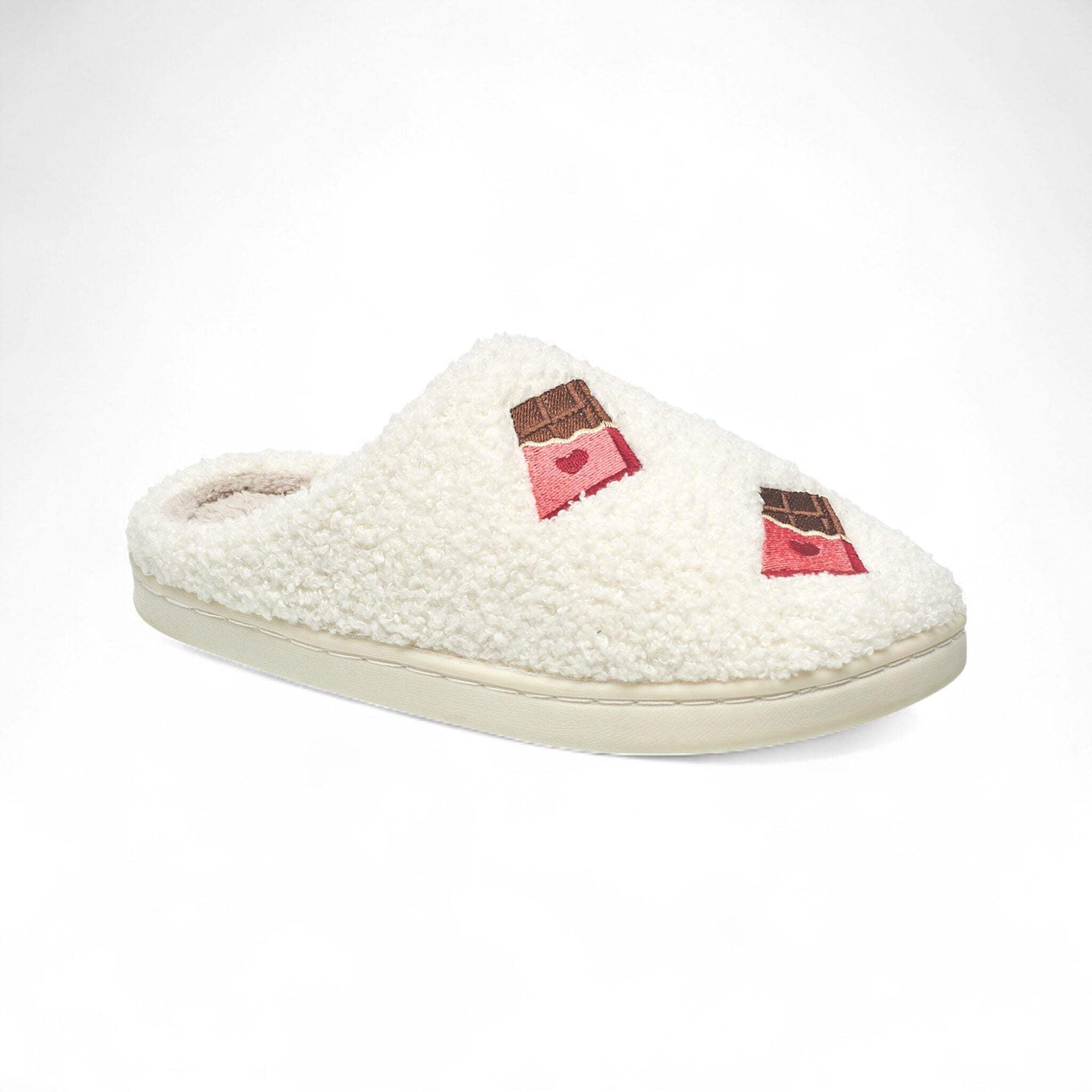 Aéropostale Women’s Fuzzy Chocolate Bar Mule Slippers – Ivory Slip-On ...
