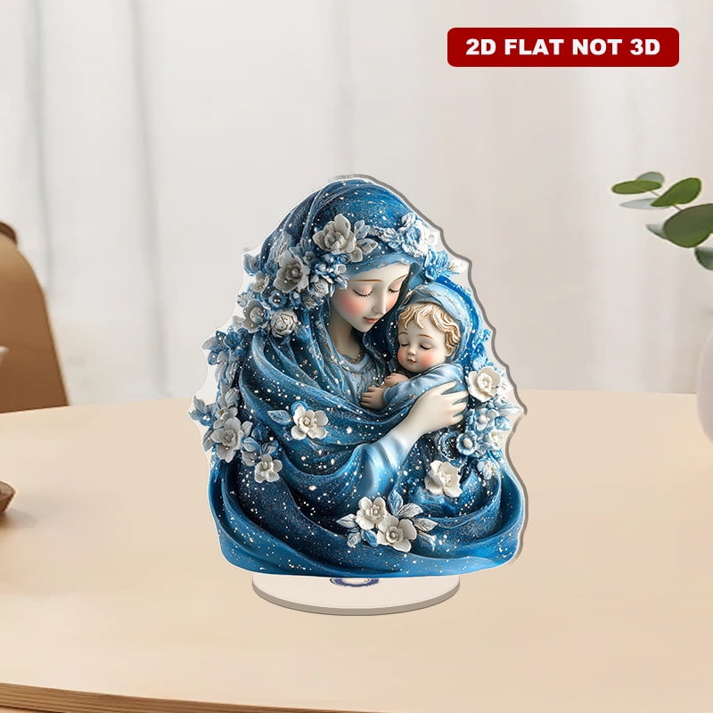 A rotating acrylic display featuring Mother Mary and Baby Jesus in ...