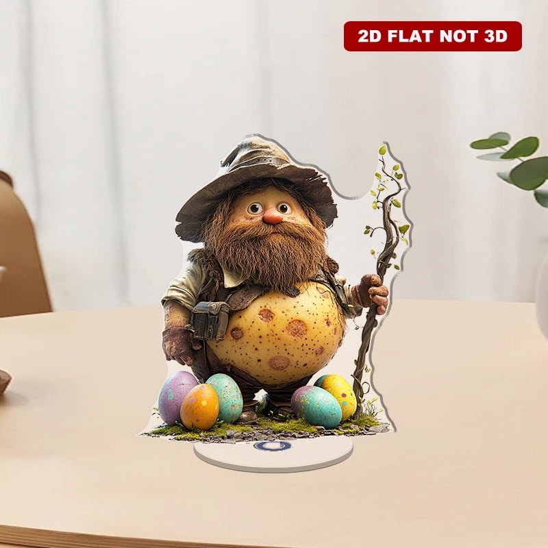 A rotating acrylic display featuring a charming humanoid potato in ...