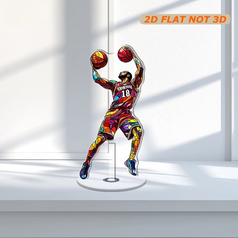 A rotating acrylic display featuring a vibrant stained glass ...