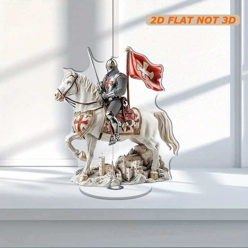 A rotating acrylic piece featuring a detailed resin knight in armor on ...