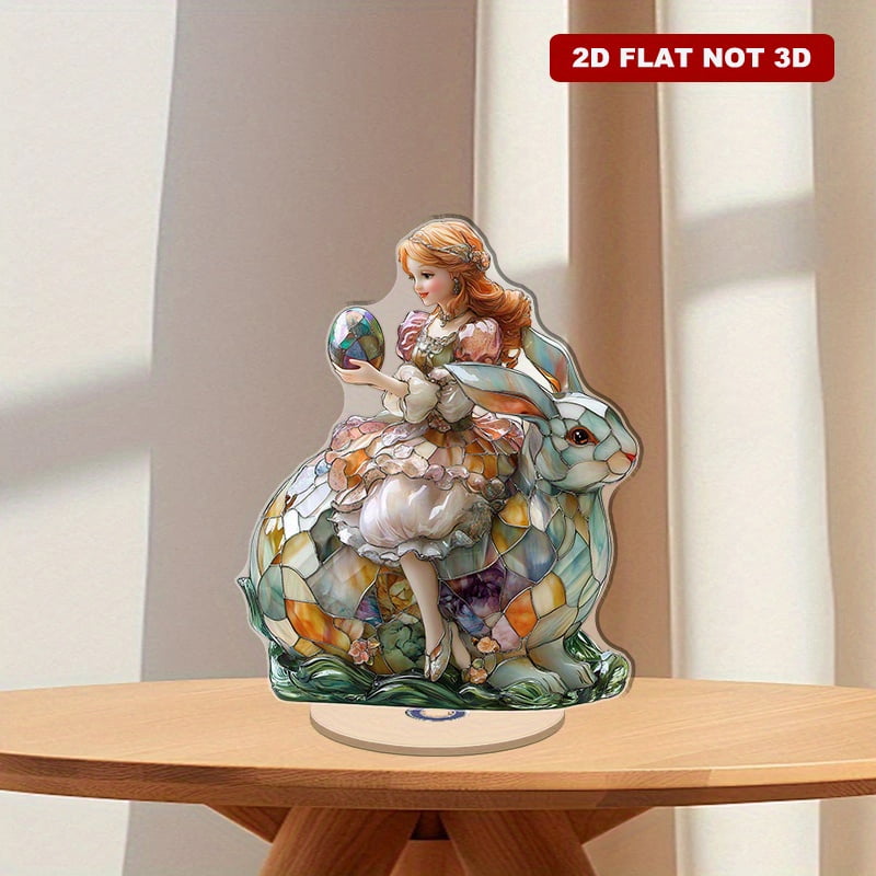 A rotational acrylic display featuring a princess with an Easter egg ...