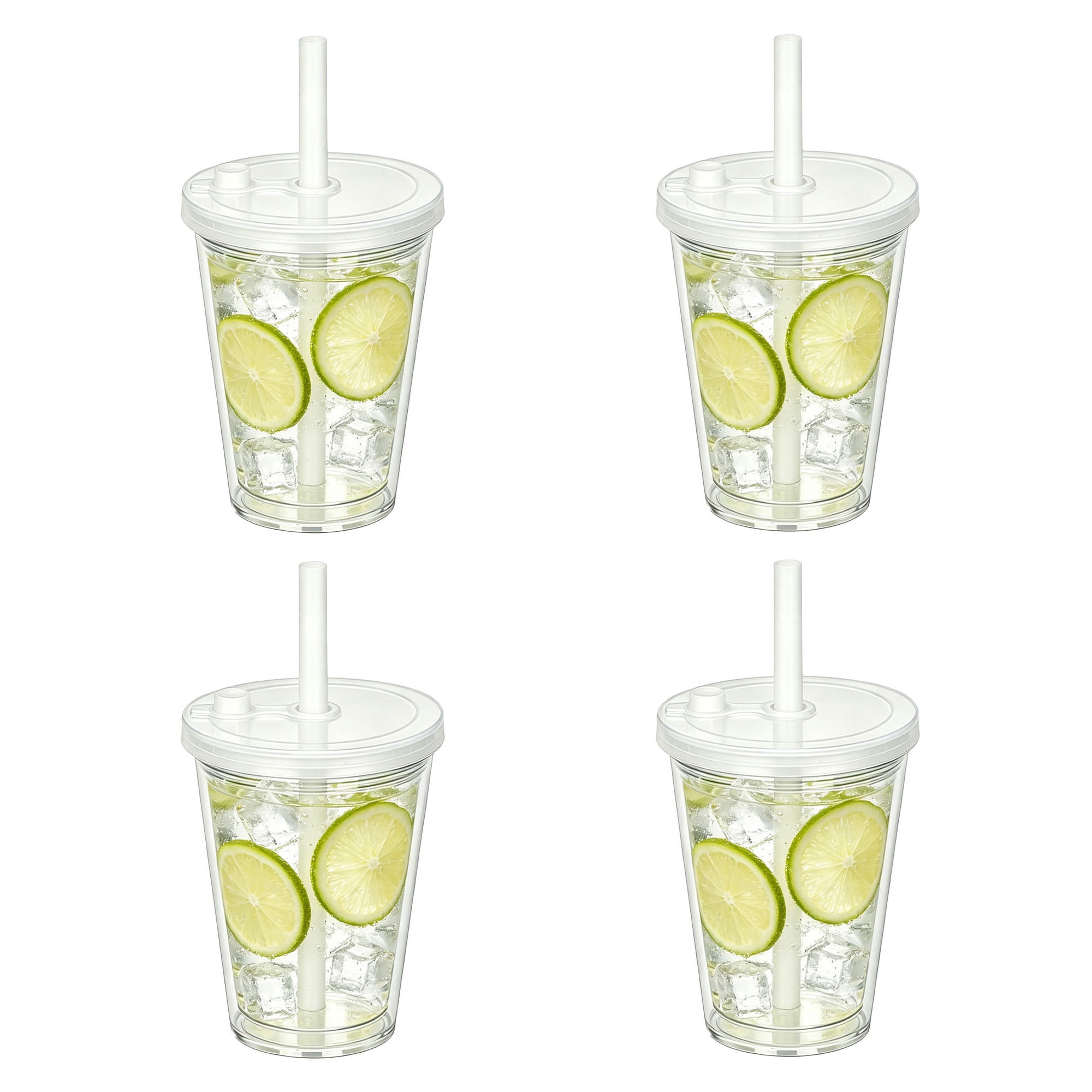 (A set of 4) Double Wall Reusable PS Tumbler with Straw & Lid - DIY ...