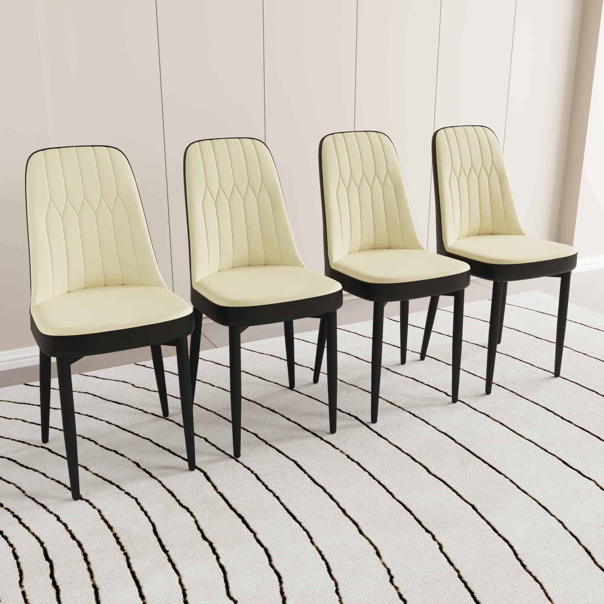 A set of 4 dining chair, modern style chair made of high-quality PU ...