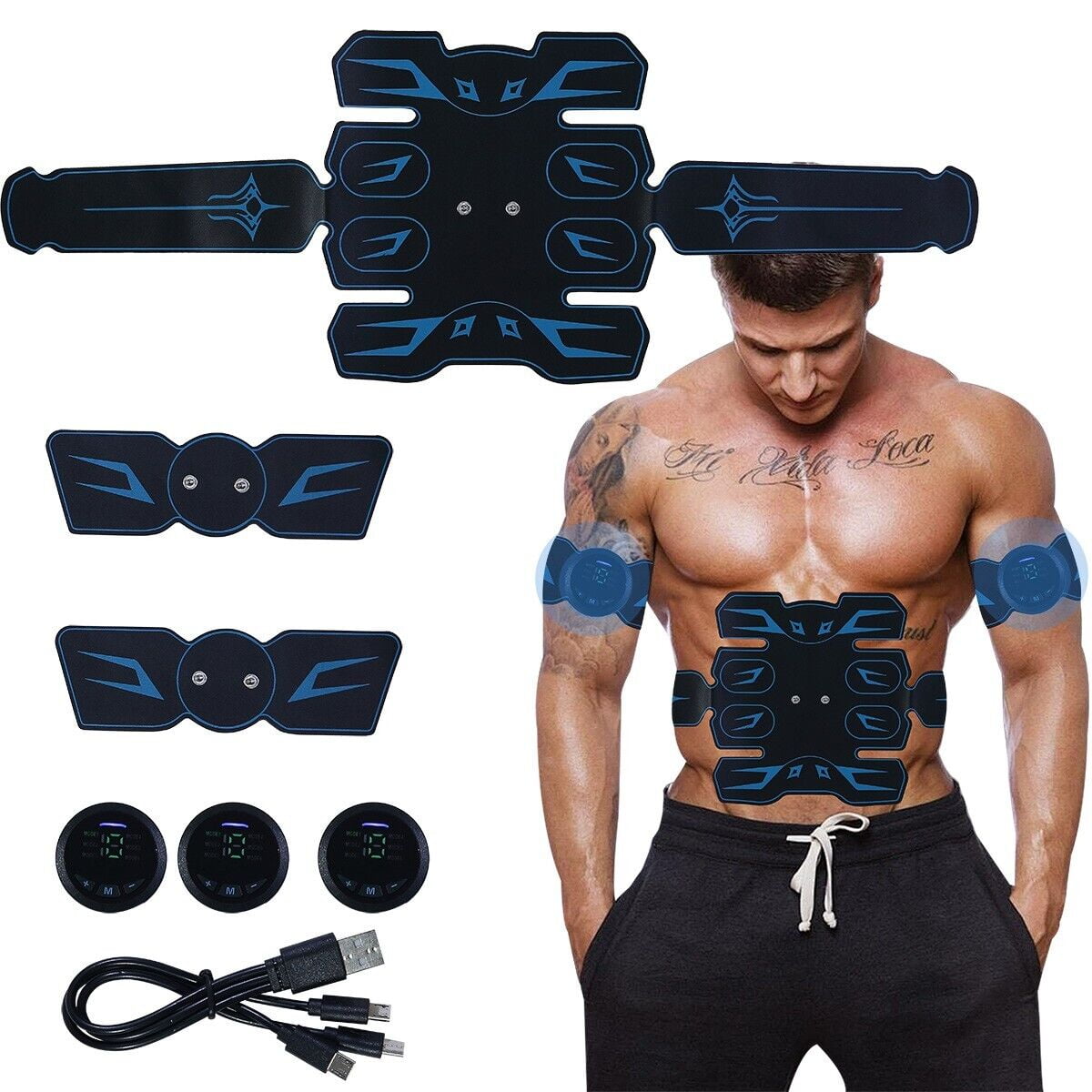 A set of rechargeable EMS muscle stimulators for abdomen, arms, legs ...