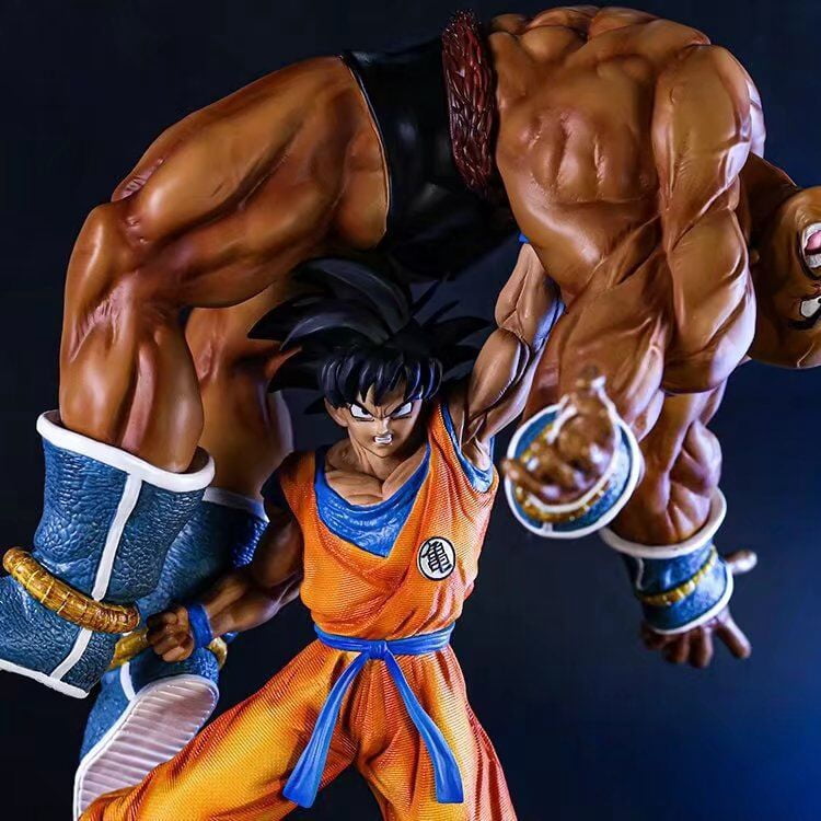 A statue of the battle scene between Goku and Naba in Dragon Ball, a ...