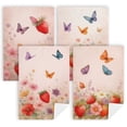 A strawberry and a butterfly flying over a field of flowersquick dry ...