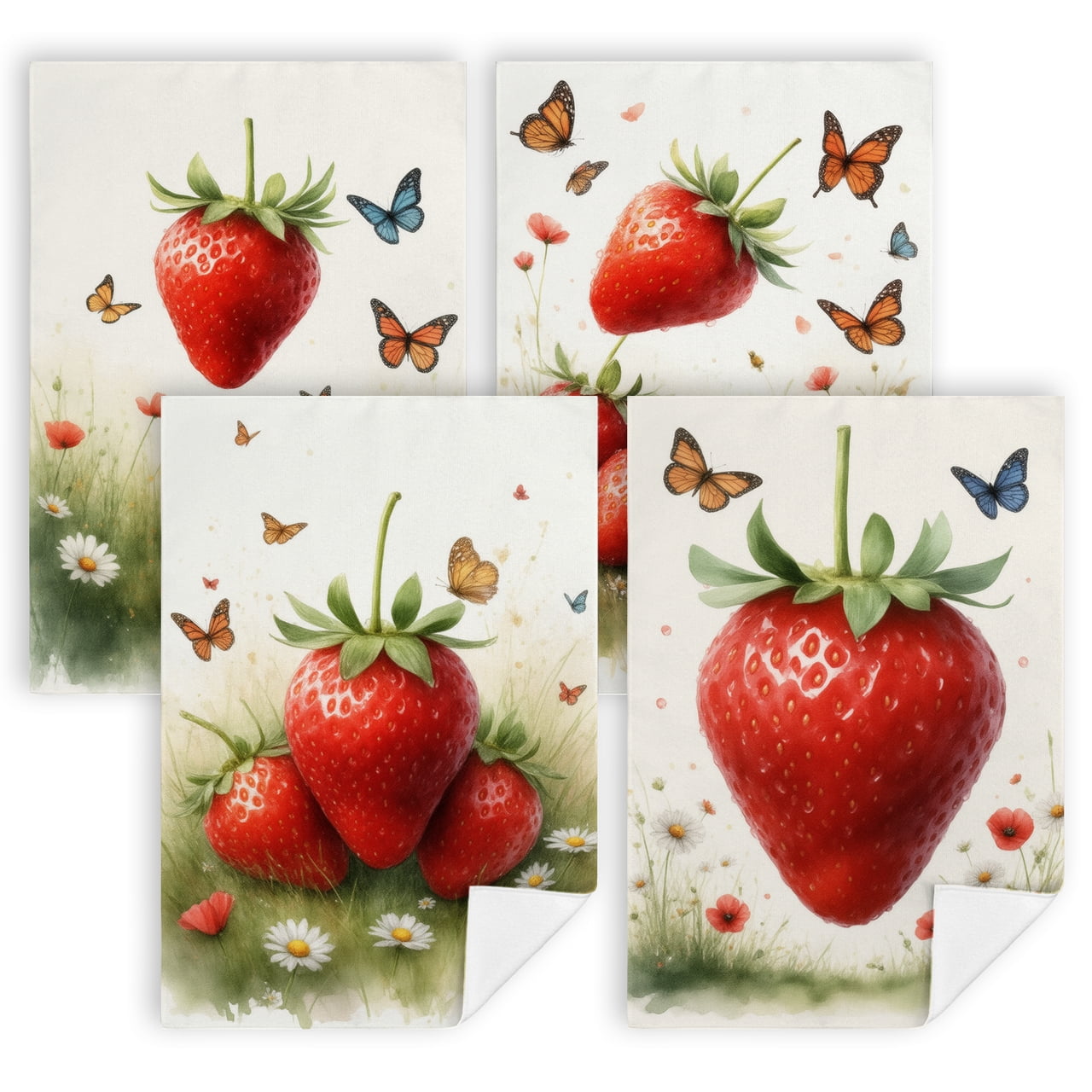A strawberry in a field of flowers and butterfliespaÃ±os de cocina4 ...