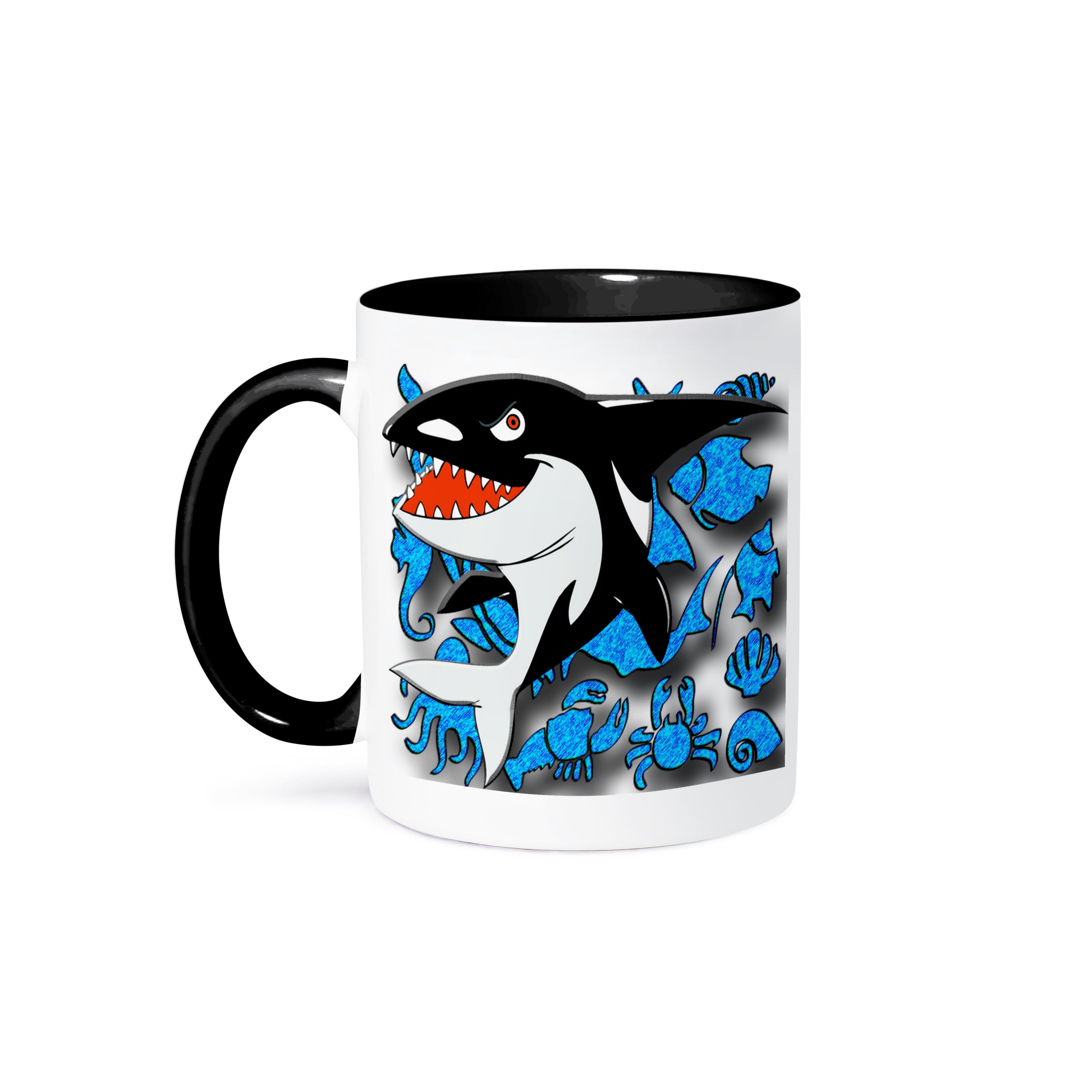 3dRose, A very happy shark cartoon with lots of sea creatures ...