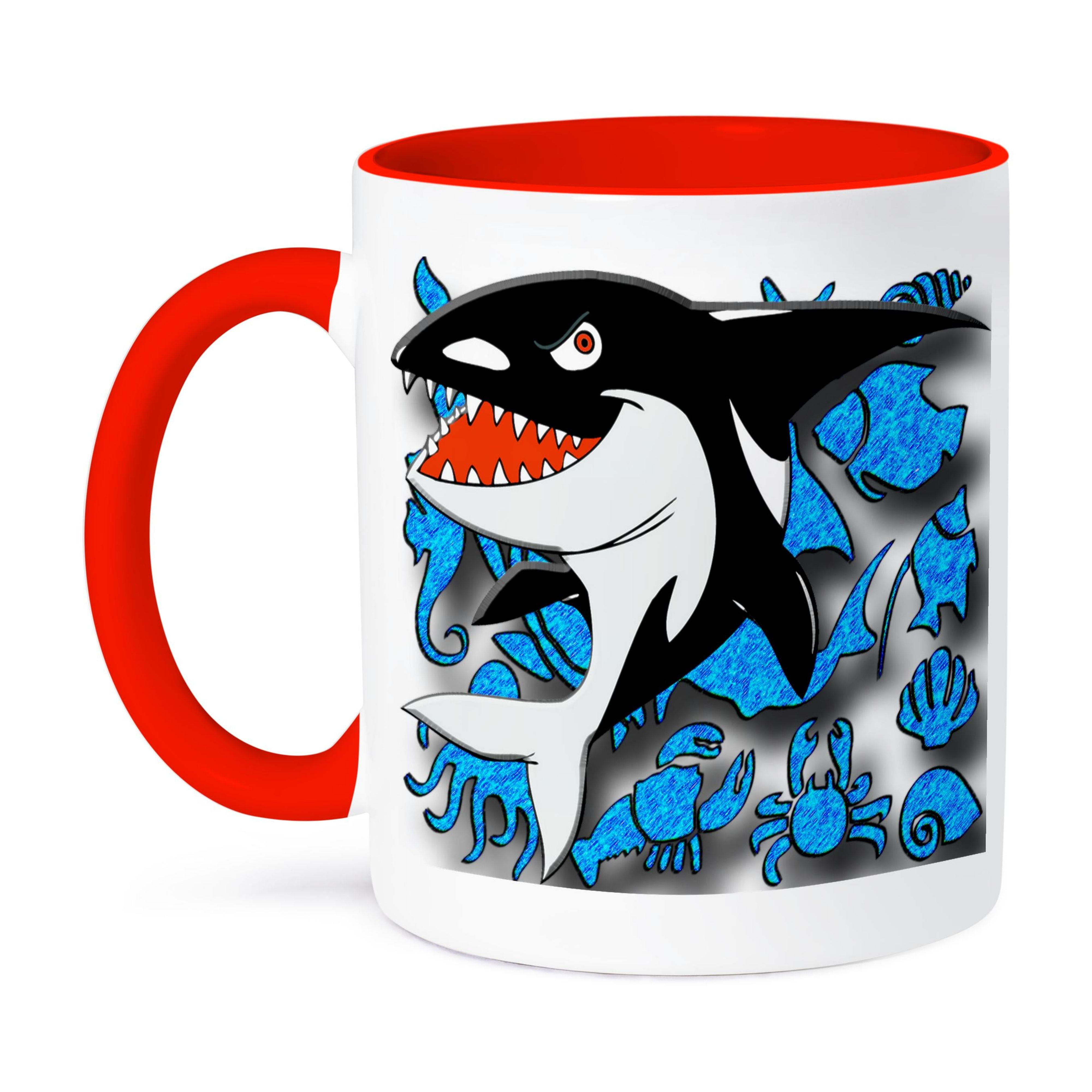 3dRose, A very happy shark cartoon with lots of sea creatures ...