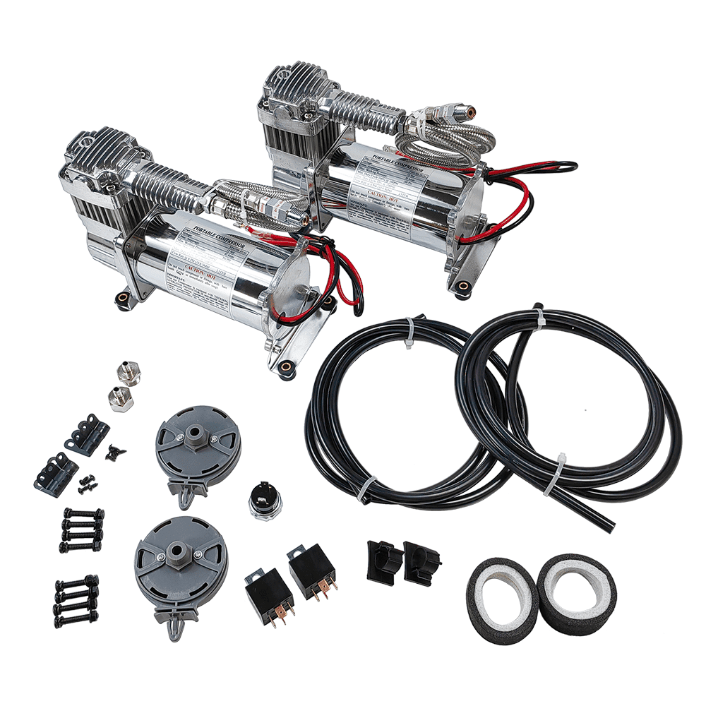 Dual Heavy Duty Onboard 12V Air Compressors 200 PSI with Remote Mount ...