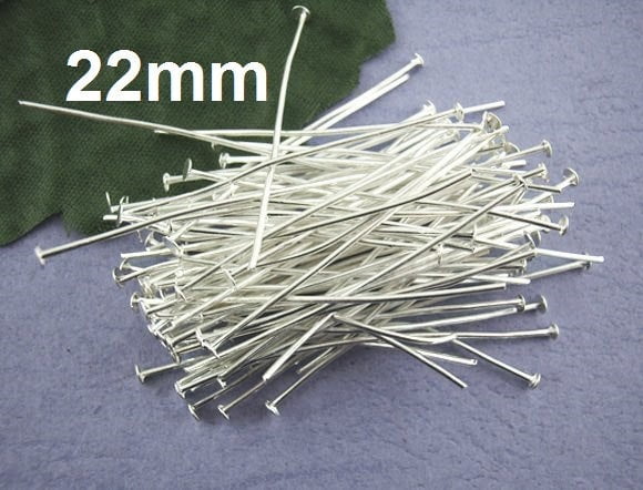 A021 - 100 pcs. Silver Plated Flat Head Pins - 22mm - 21 Gauge ...