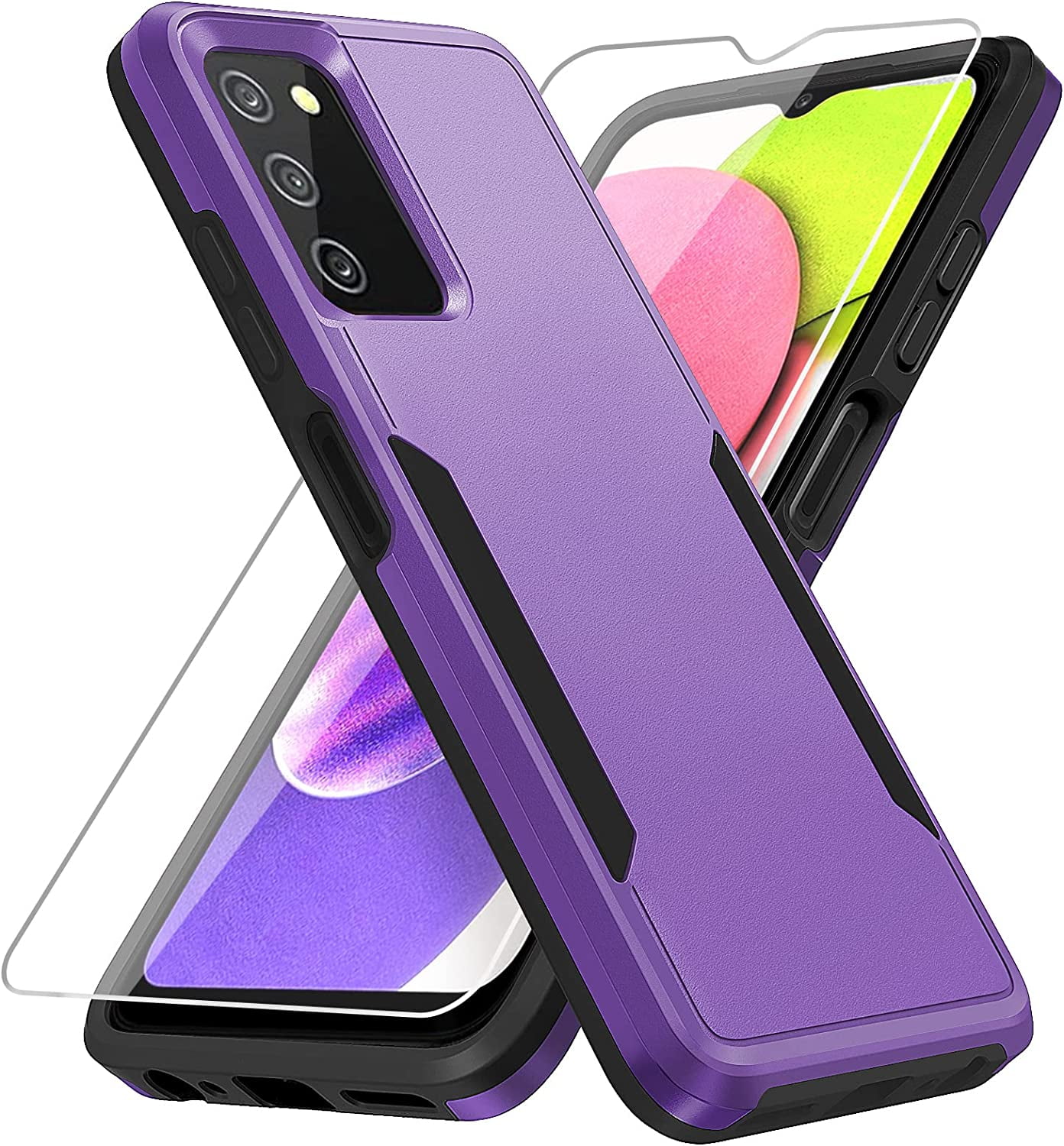 for A03S Case, Samsung Galaxy A03S Case with Screen Protector [Military ...