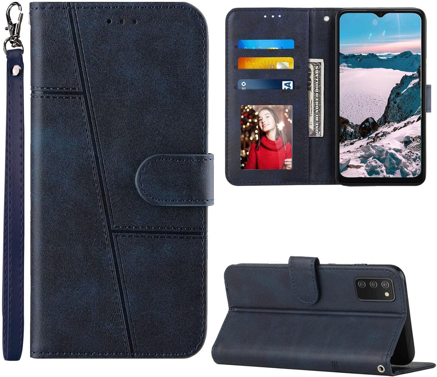 A03s Case Wallet, for Samsung Galaxy A03s Case,[Wrist Strap][Card Holder/Cash Slots][Kickstand ...