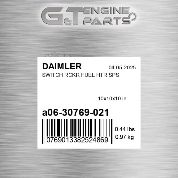 A06-30769-021 SWITCH RCKR FUEL HTR SPS fits DAIMLER (New OEM) - Walmart.com