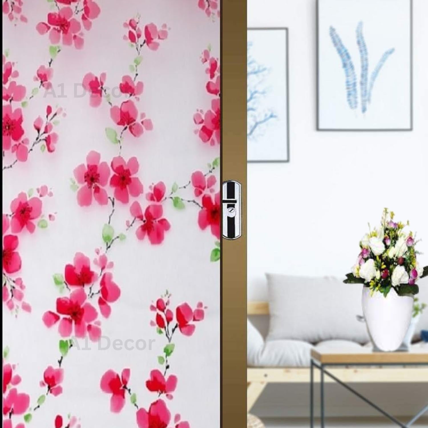 A1 Decor 3D Window Glass Film Sticker Privacy Frosted Glass Films ...