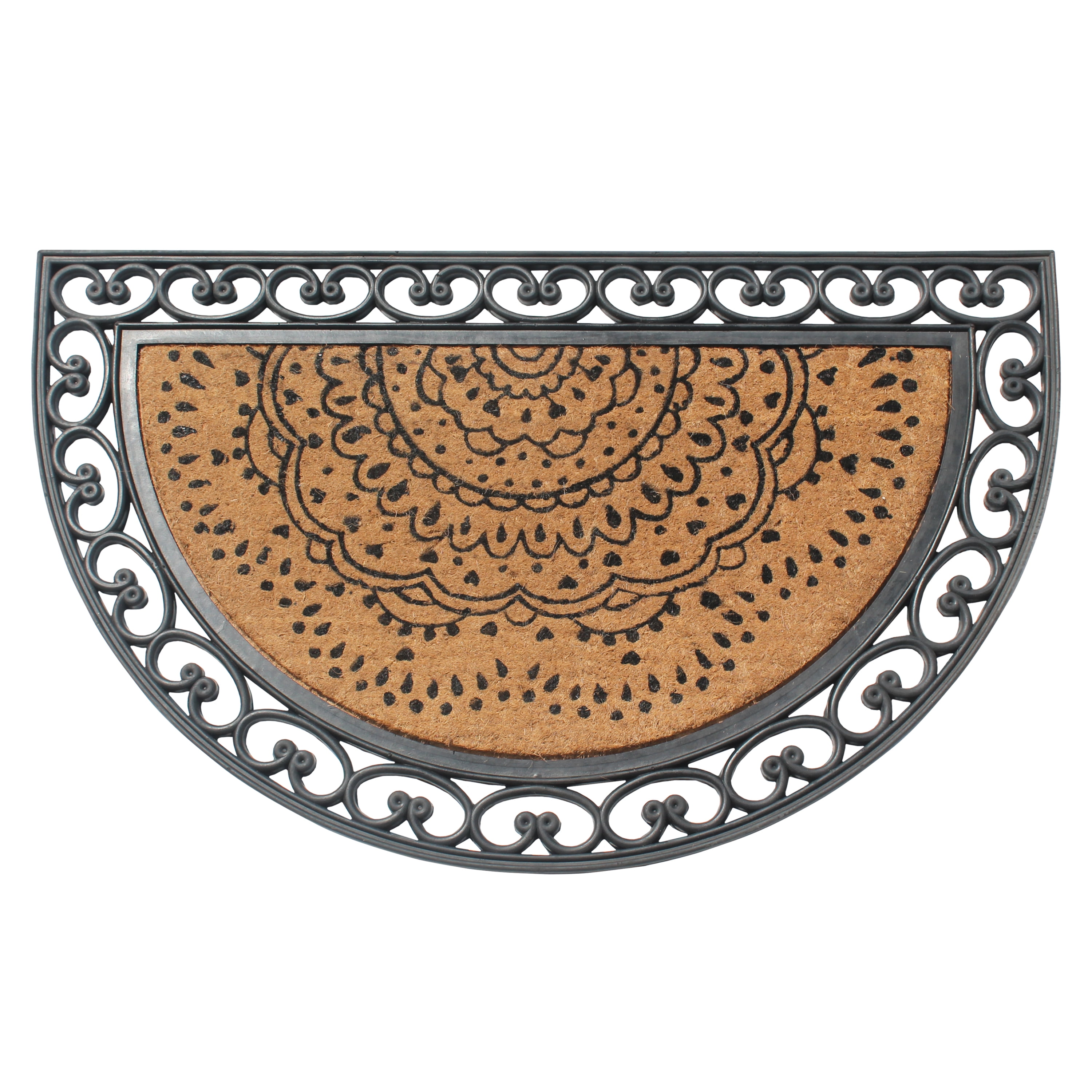 A1 Home Collections Half Round Doormat, Rubber and Coir, 30"x48" Inch ...
