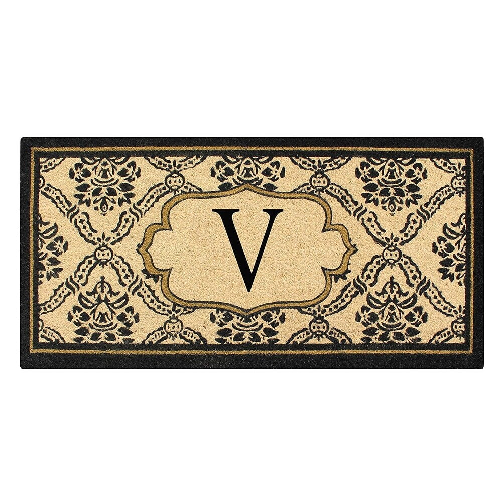 A1 Home Collections LLC Uriel Treated Coir Monogrammed V Entry Double ...