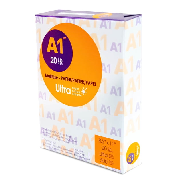 A1 ULTA 8.5" X 11" White Copy Paper Multipurpose 20 lb Printer Paper ...